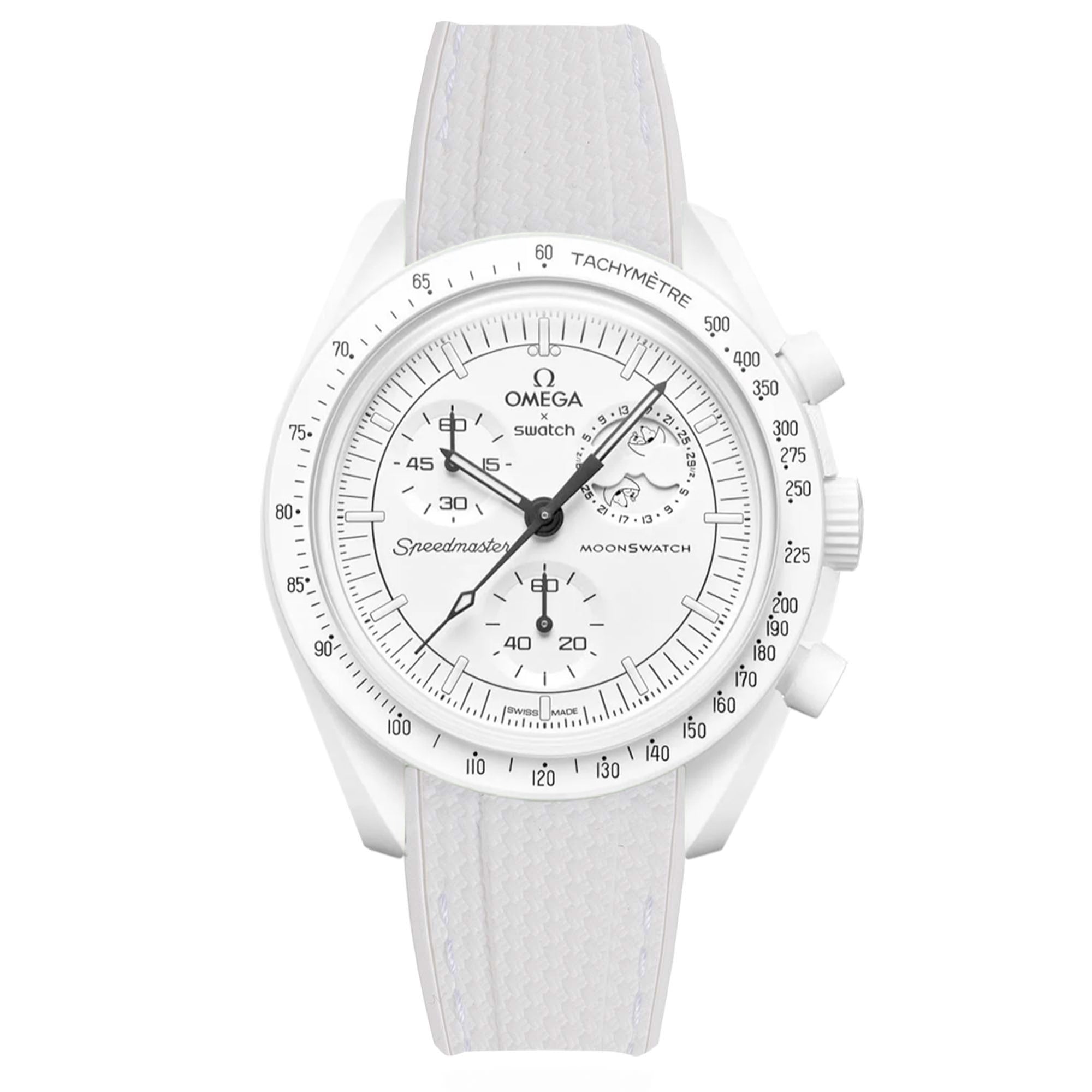 White Textured Rubber Watch Strap | Omega x Swatch | Snoopy
