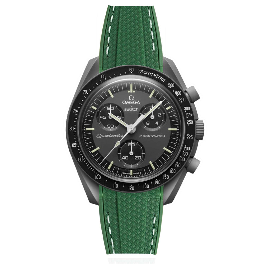 Black/Red Textured Rubber Watch Strap | Omega x Swatch Snoopy | 20mm