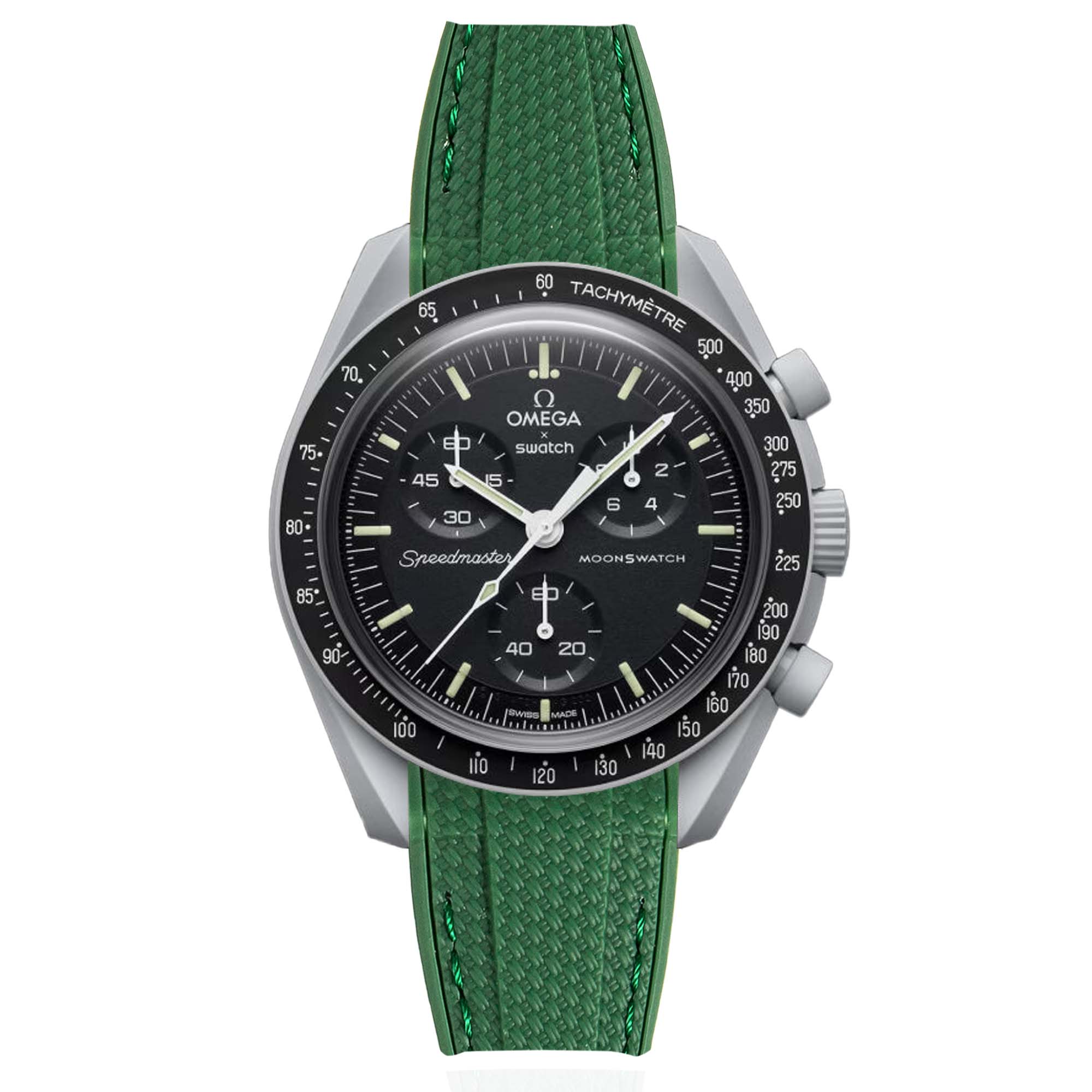 Dark Green Textured Rubber Watch Strap | Omega x Swatch | 20mm