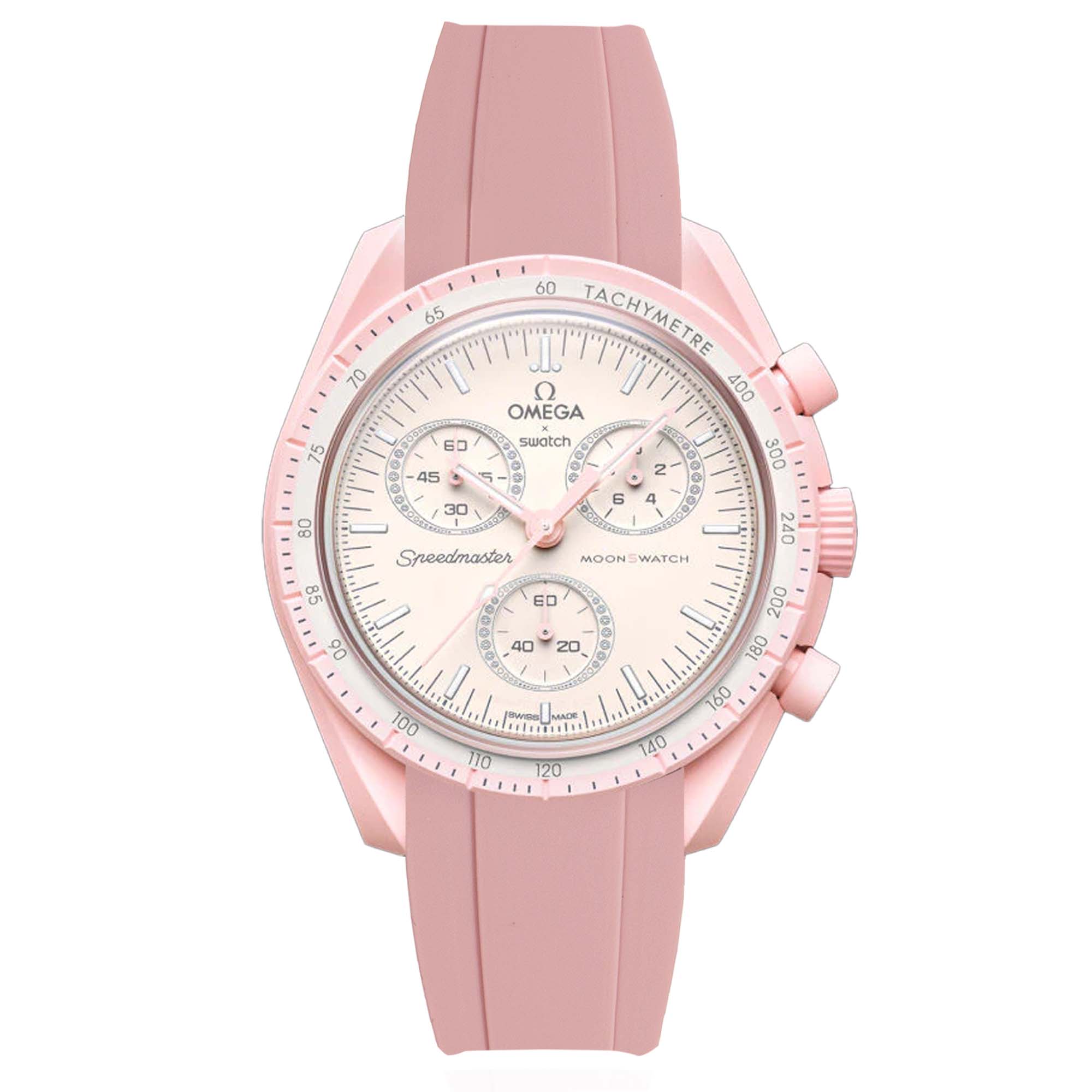 Light Pink Curved End Rubber Strap | Omega x Swatch | Mission to Venus