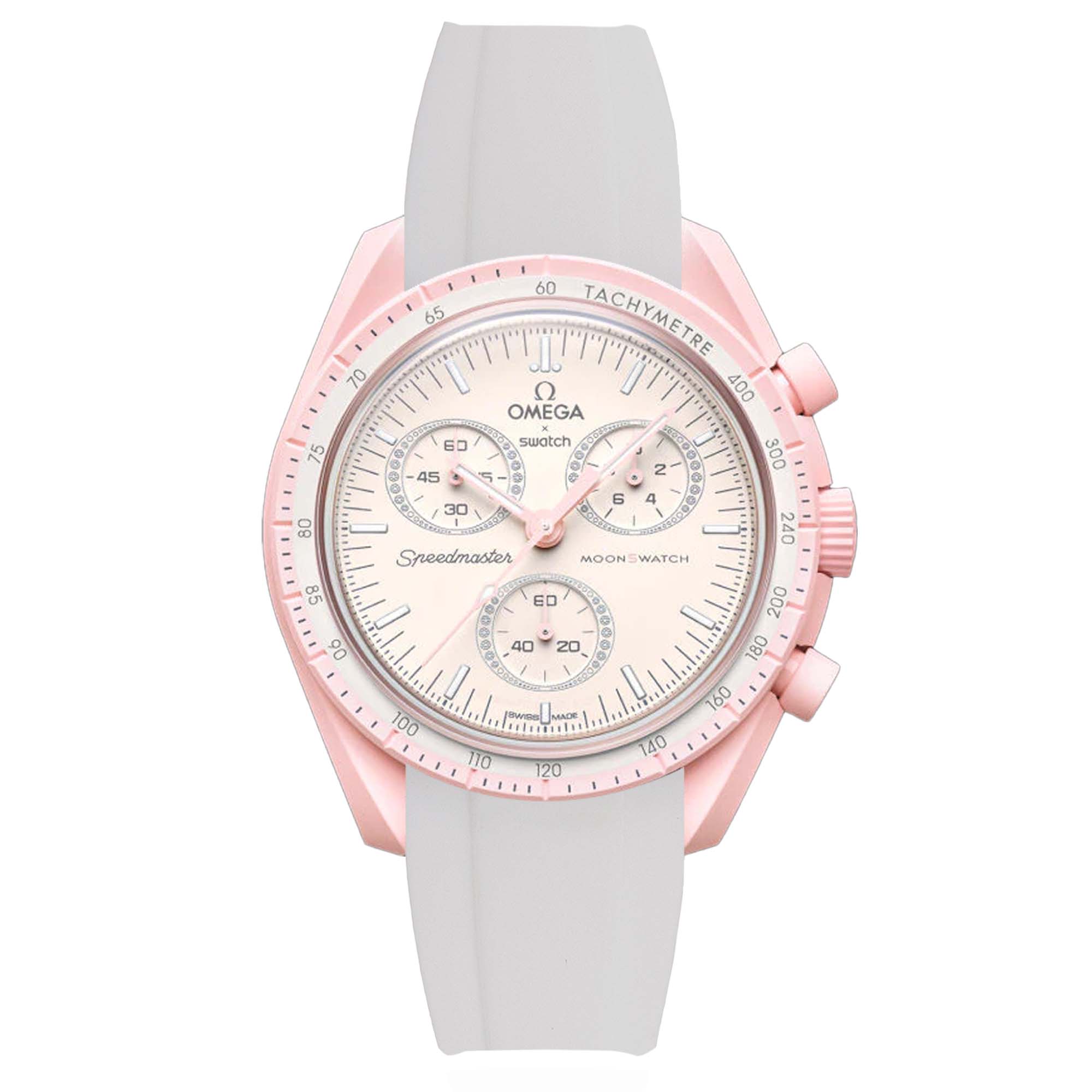 White Curved End Rubber Watch Band | Omega x Swatch | Mission to Venus