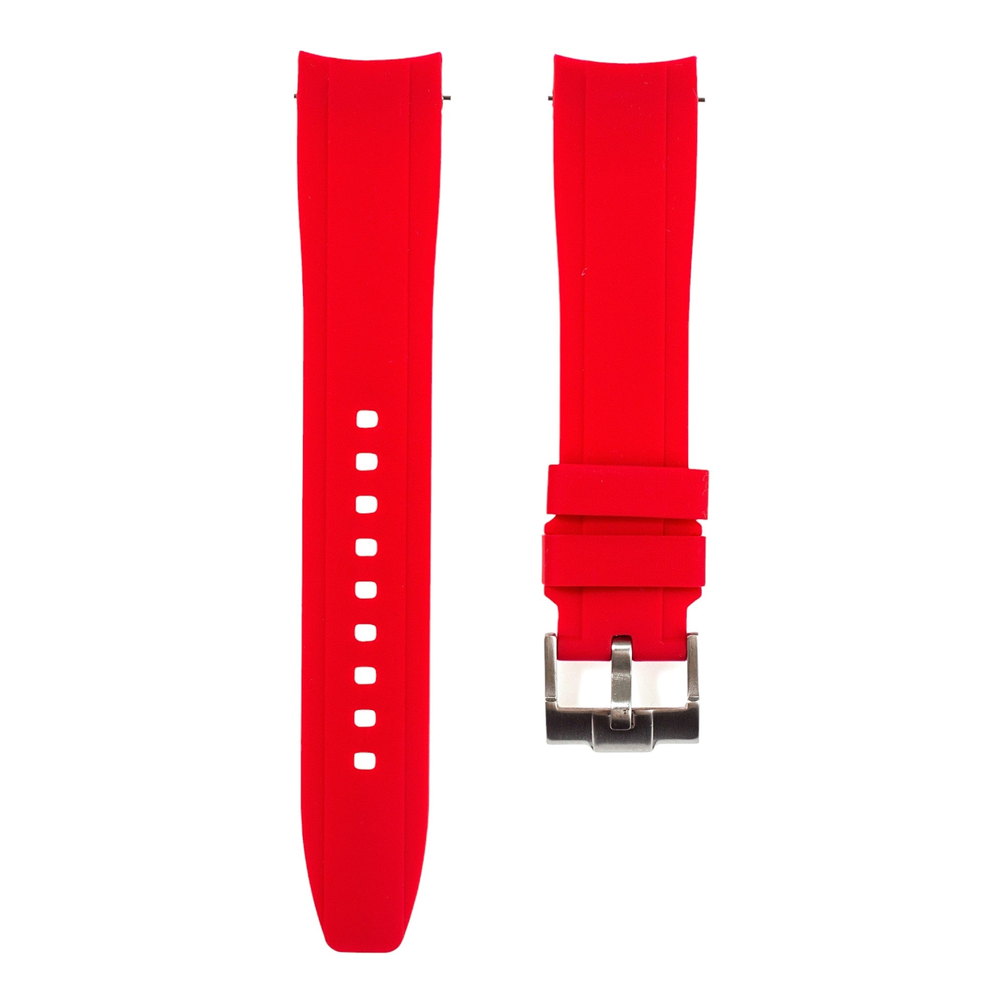 Red Curved End Rubber Watch Strap | 20mm | Quick Release
