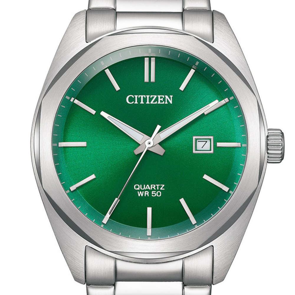 Citizen BI5110-54X BI5110 Quartz Green Dial Stainless Steel Mens Watch