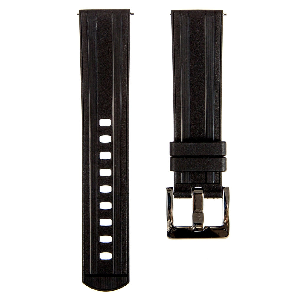 Black FKM Rubber Watch Strap | 22mm | Quick Release | Mariner