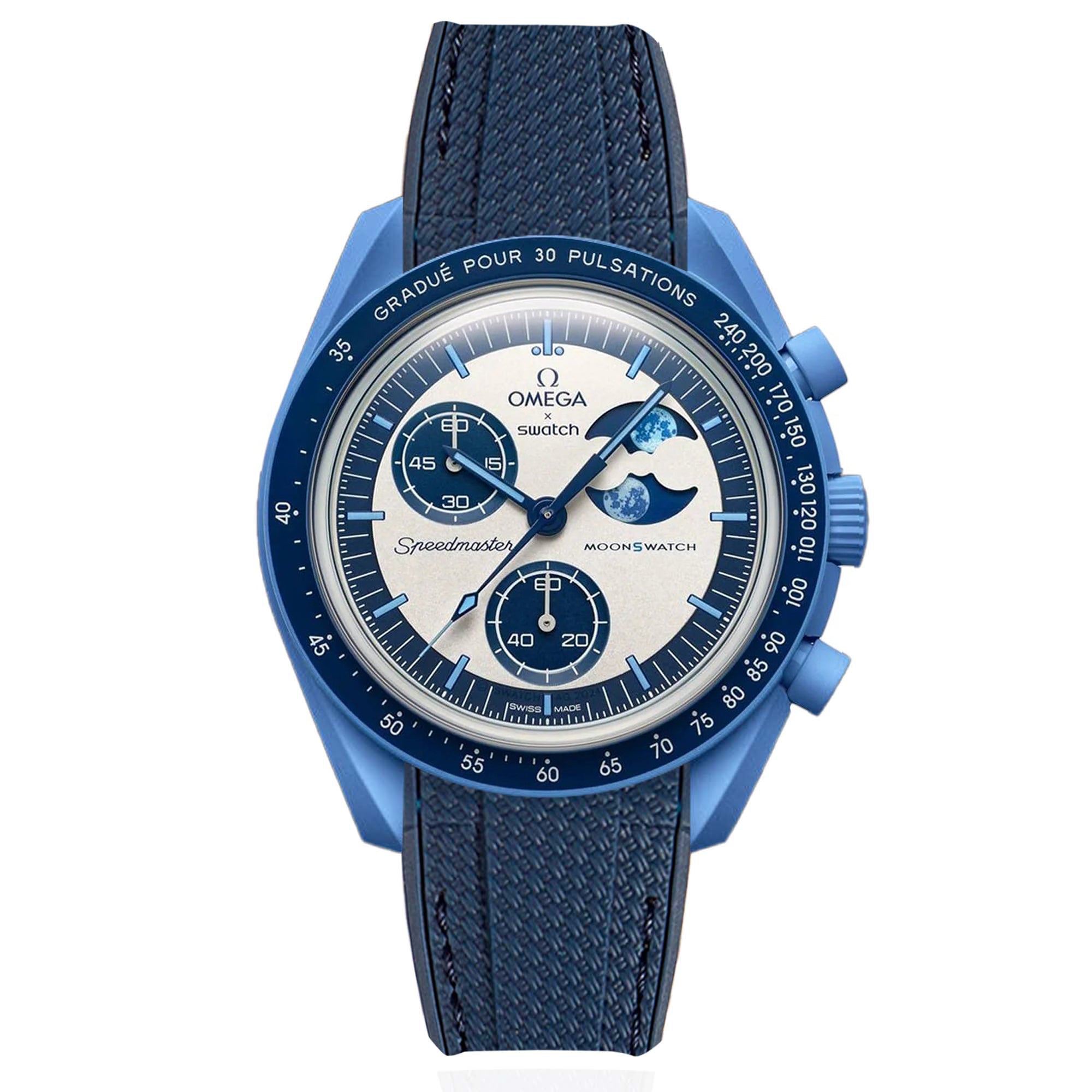 Navy Blue Textured Rubber Watch Band | Omega x Swatch | Super Blue ...