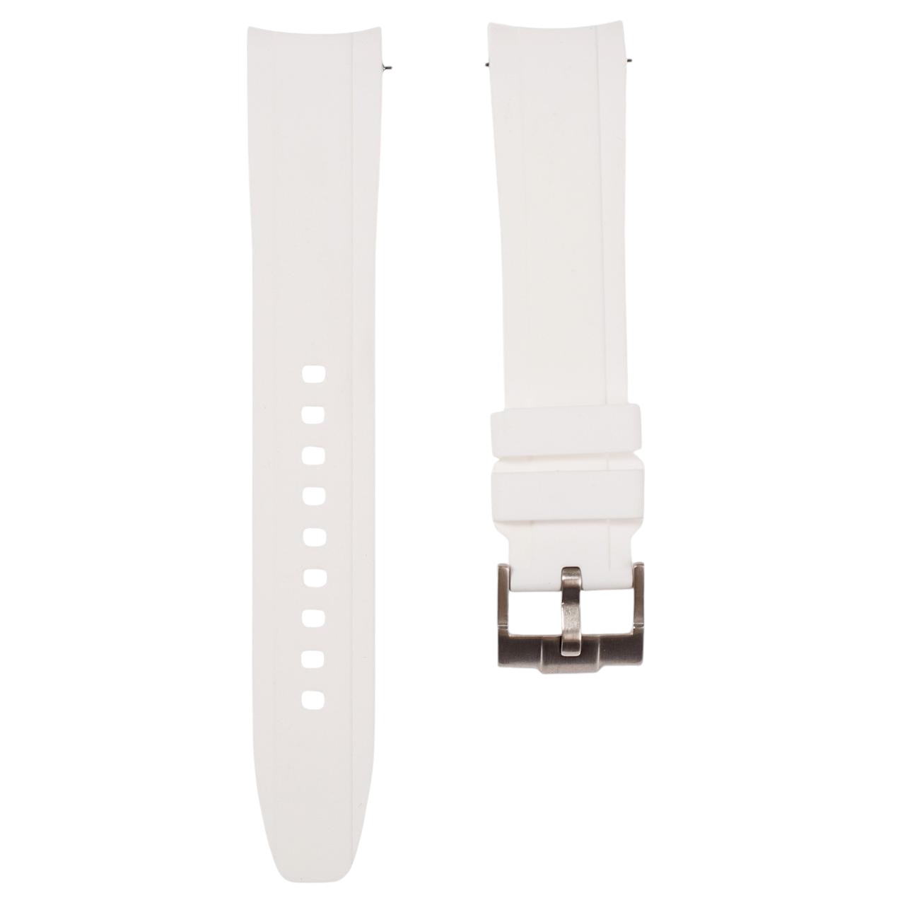White Curved End Rubber Watch Strap | 20mm | Quick Release