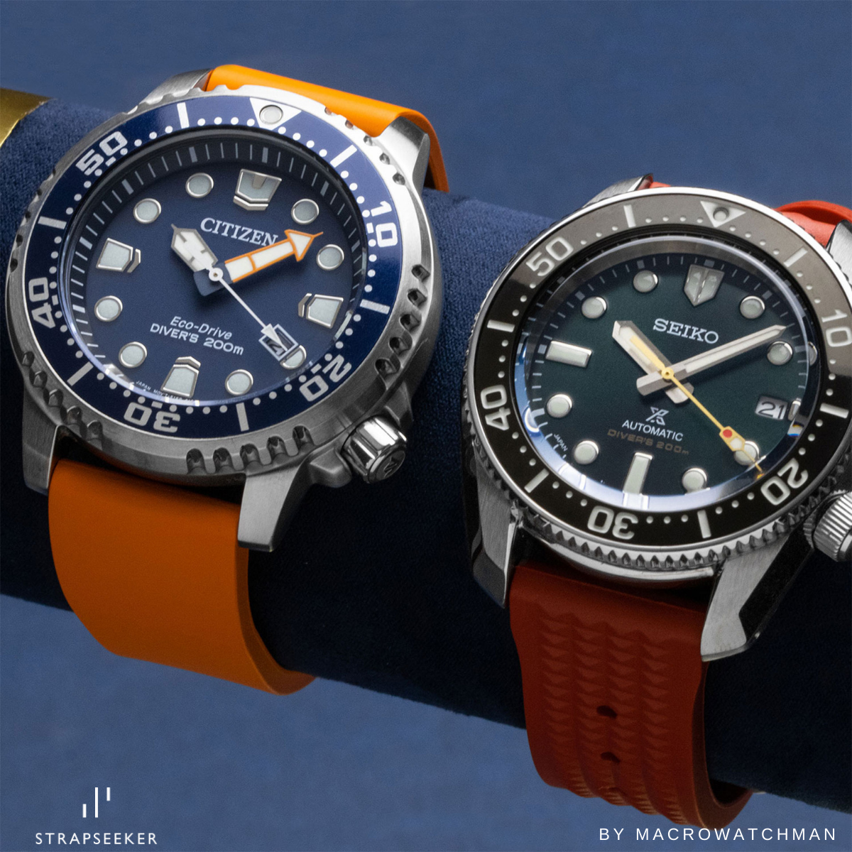 Waffle Rubber Watch Strap Blue 20mm 22mm