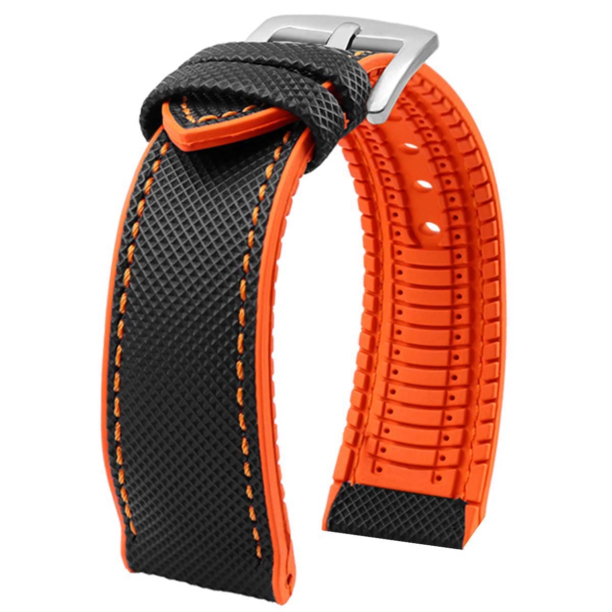 Black Orange Hybrid Nylon Rubber Strap