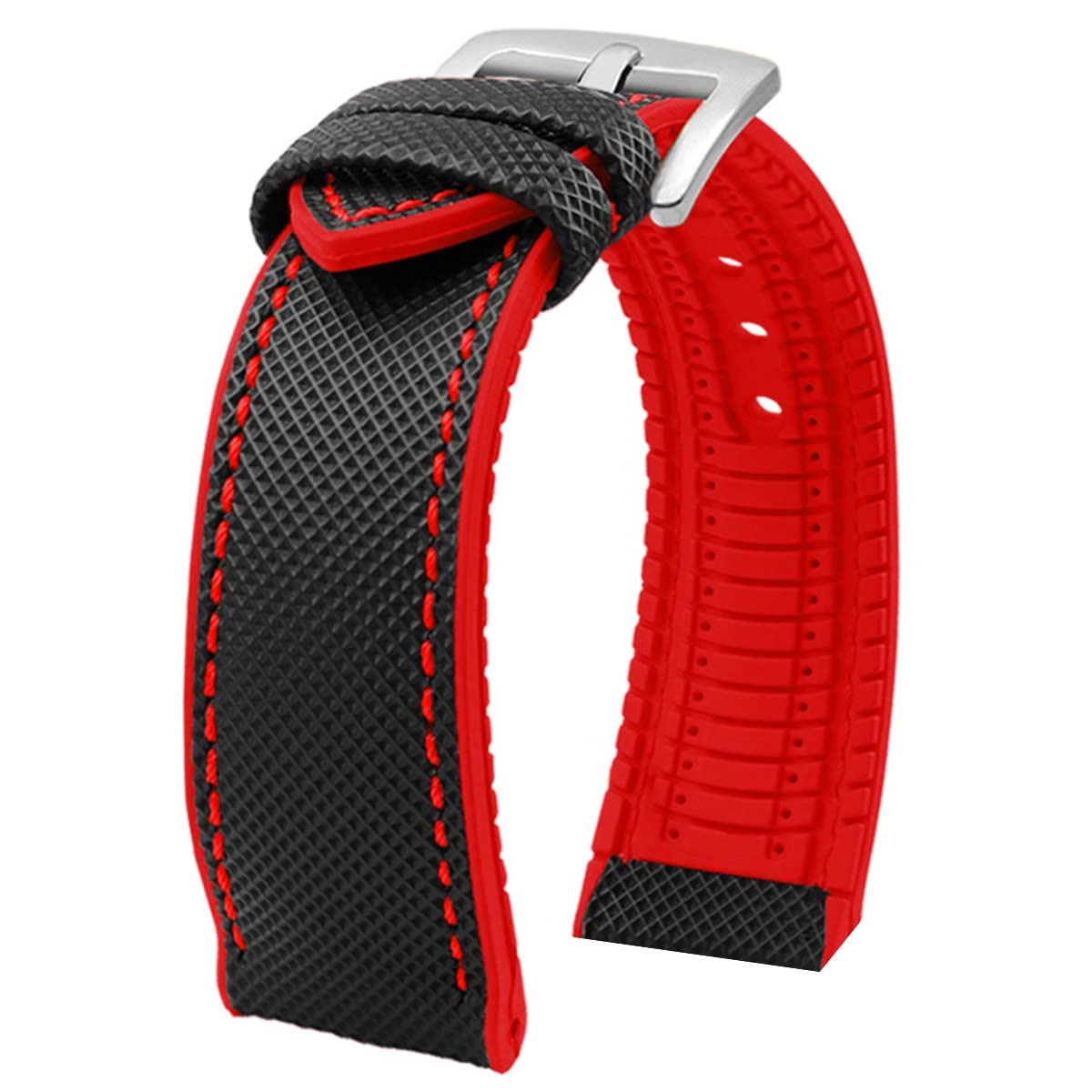 Black Red Hybrid Nylon Rubber Strap