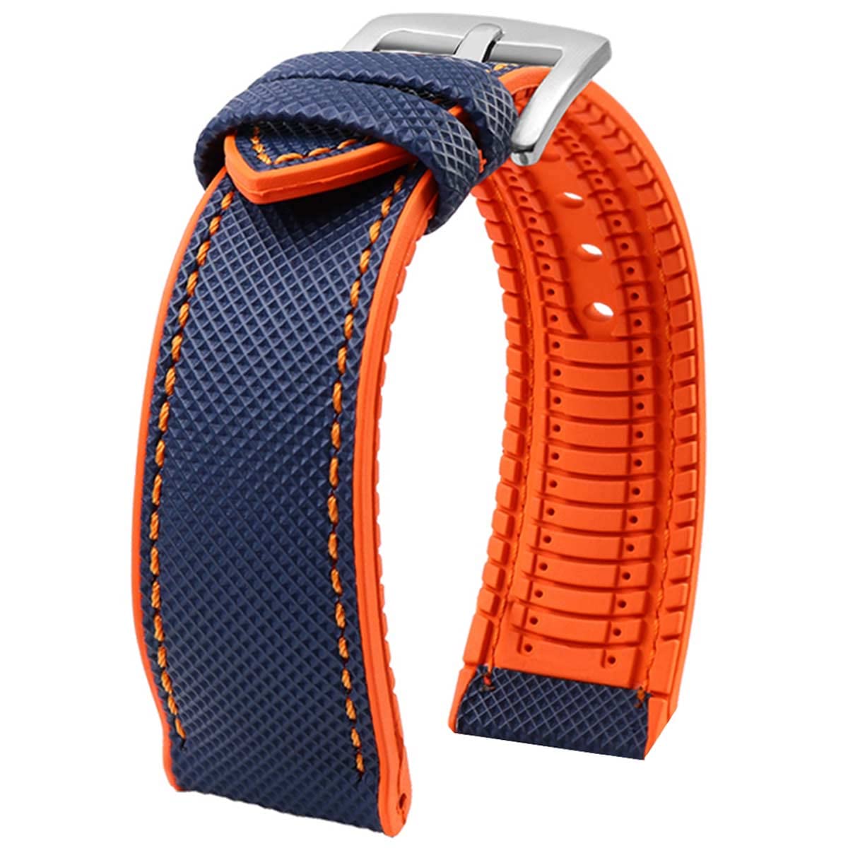 Blue Orange Hybrid Nylon Rubber Strap