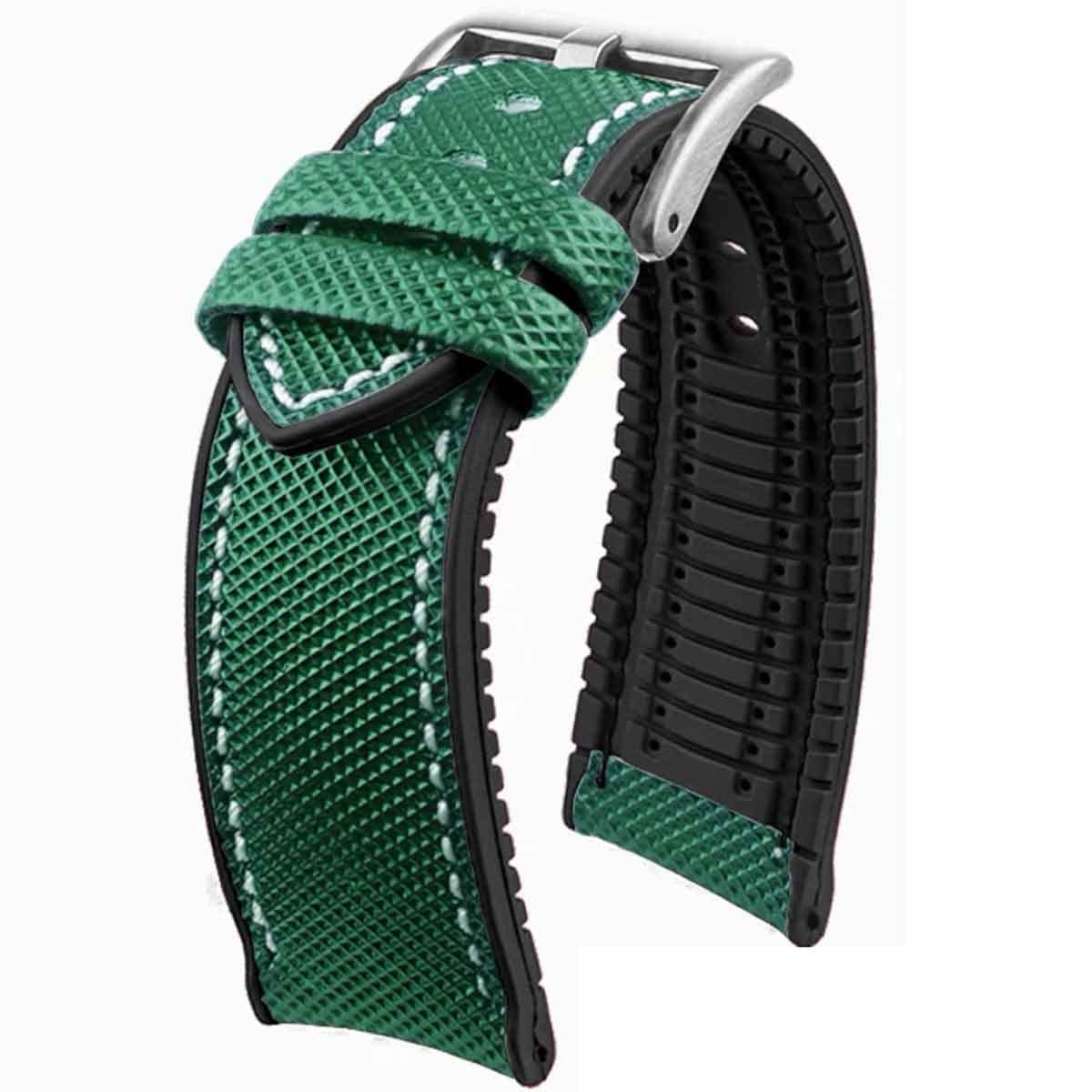 Green White Hybrid Nylon Rubber Strap