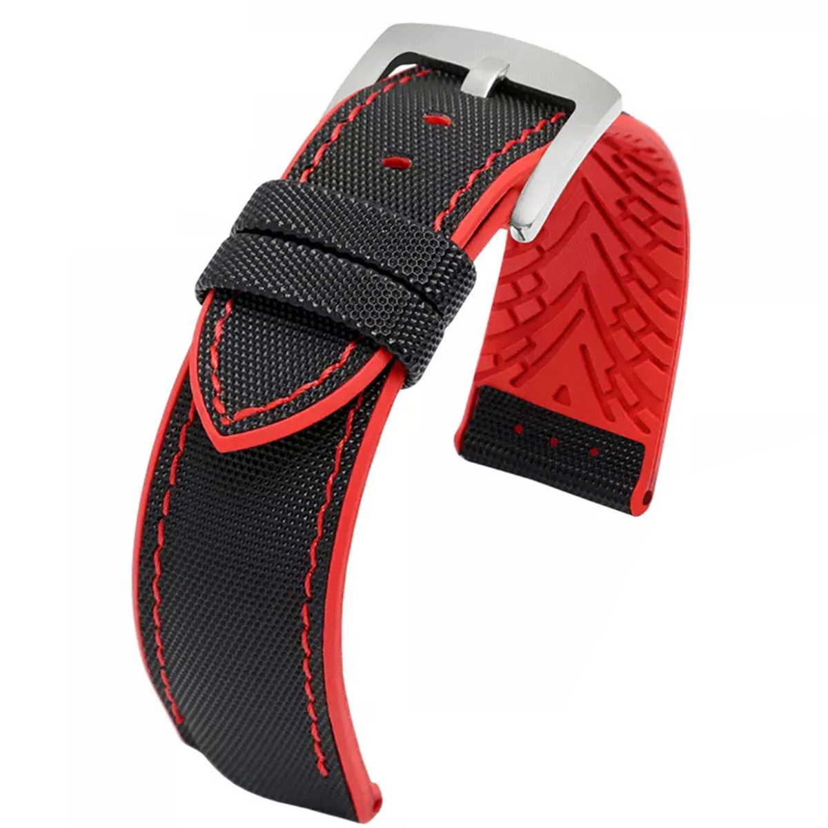 Hybrid Performance Canvas Nylon & Rubber Watch Strap Black