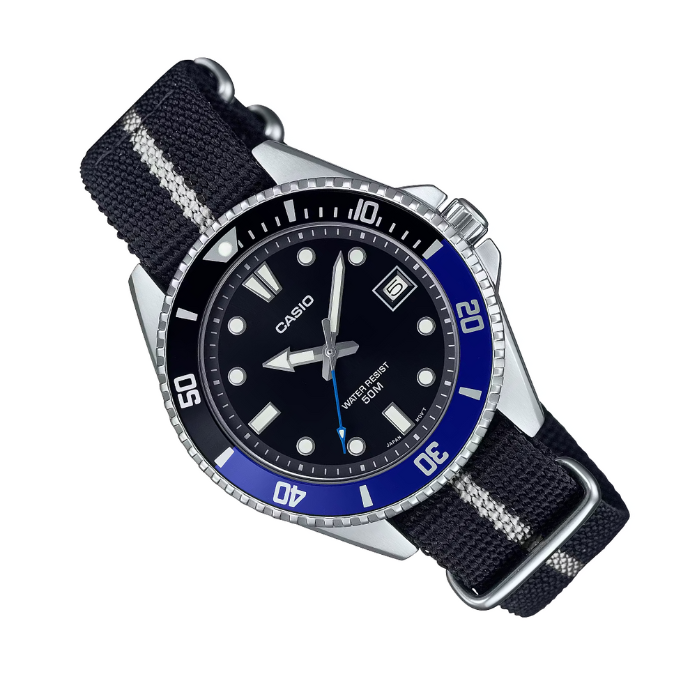 Casio Quartz Standard MDV-10C-1A2 MDV-10C-1A2V Cloth Black Dial Watch