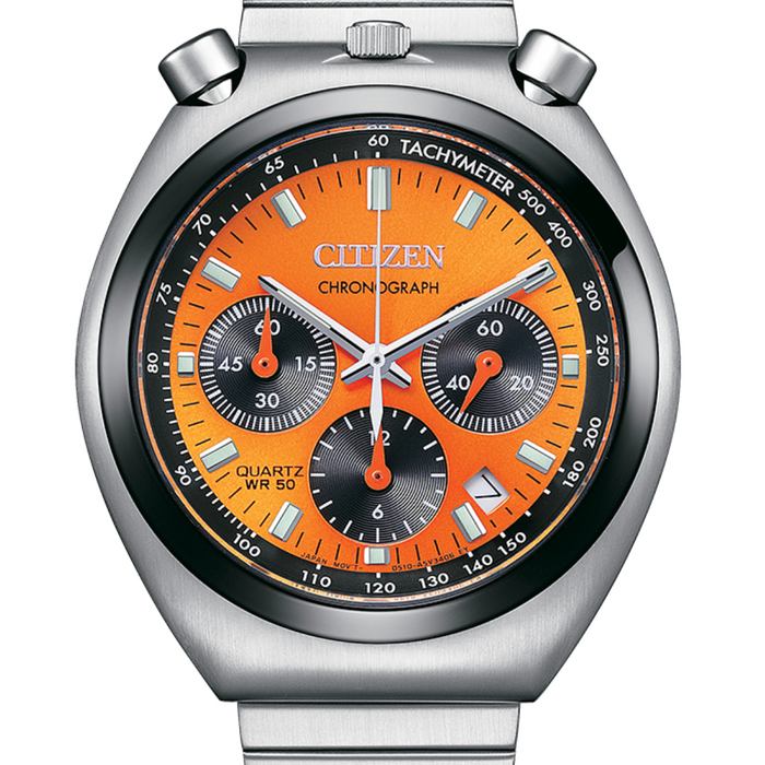 Citizen AN3660-81X Quartz Bullhead Record label Tsuno Chrono Orange Di