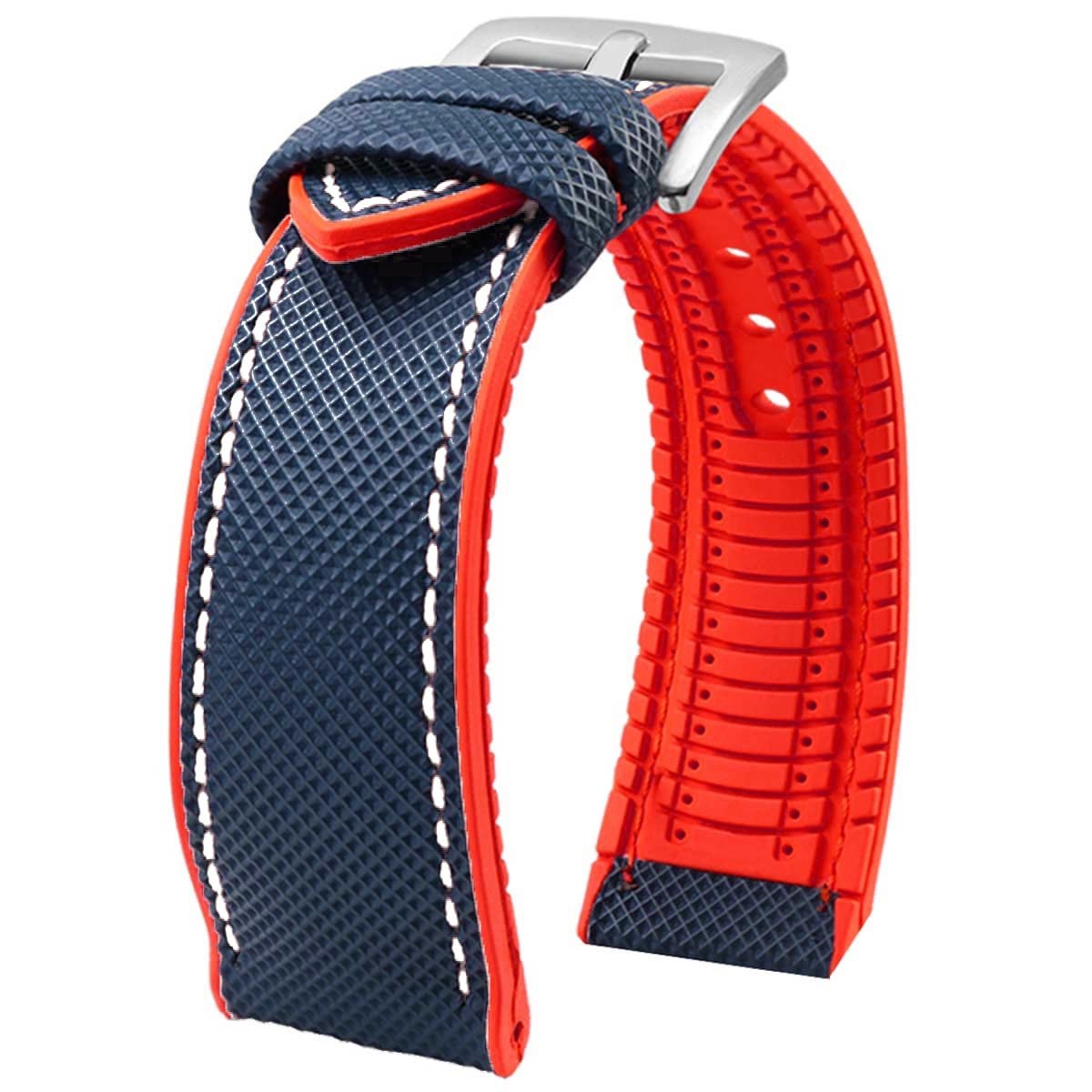 Blue Red Hybrid Nylon Rubber Strap