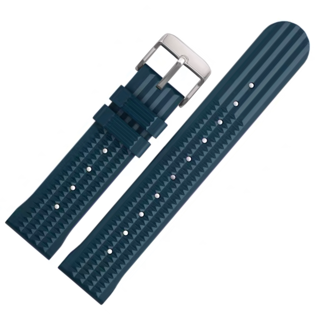 Waffle Rubber Watch Strap Blue 20mm 22mm