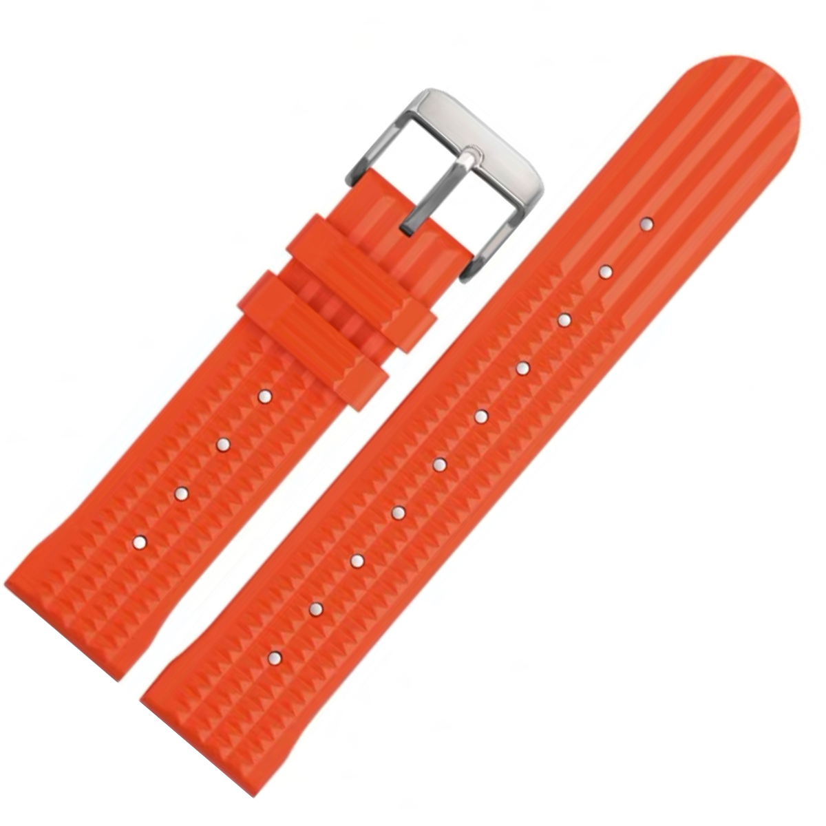 Waffle Rubber Watch Strap Orange 20mm 22mm